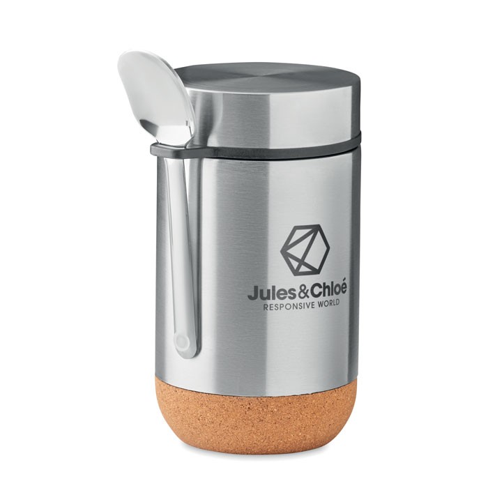 Dubbelwandige rvs voorraadpot met schroefdop en kurken bodem | 400 ml